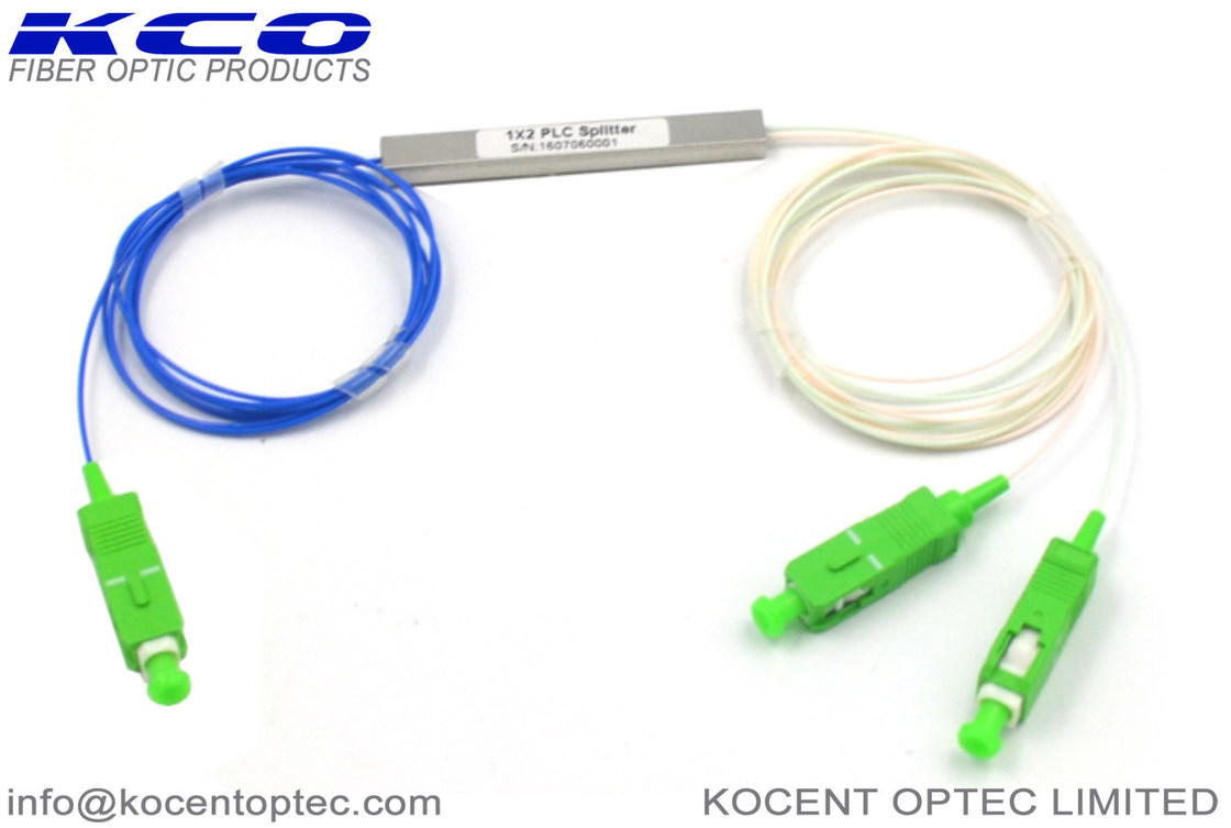 1x2 Fiber Optic Splitter , SC APC Passive Optical Splitter 1.0m White Tube