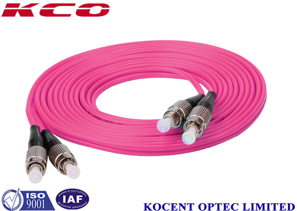FC UPC Om4 10G Fiber Patch Cable Multimode 3.0mm Violet For Fast Ethernet